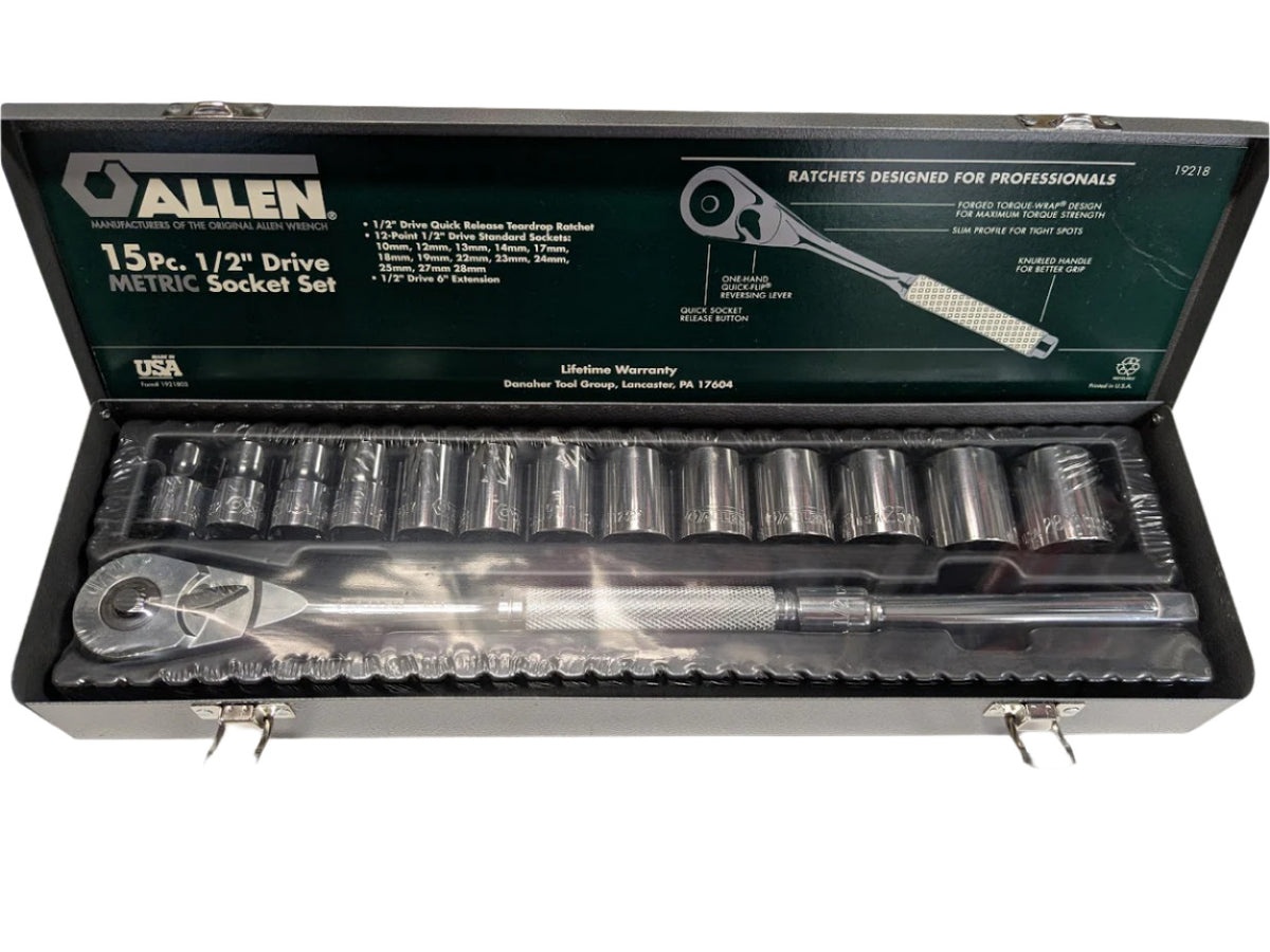 15pc 1/2" Drive Quick Release Metric Allen™ Socket Set 19218 – NEWMAN ...